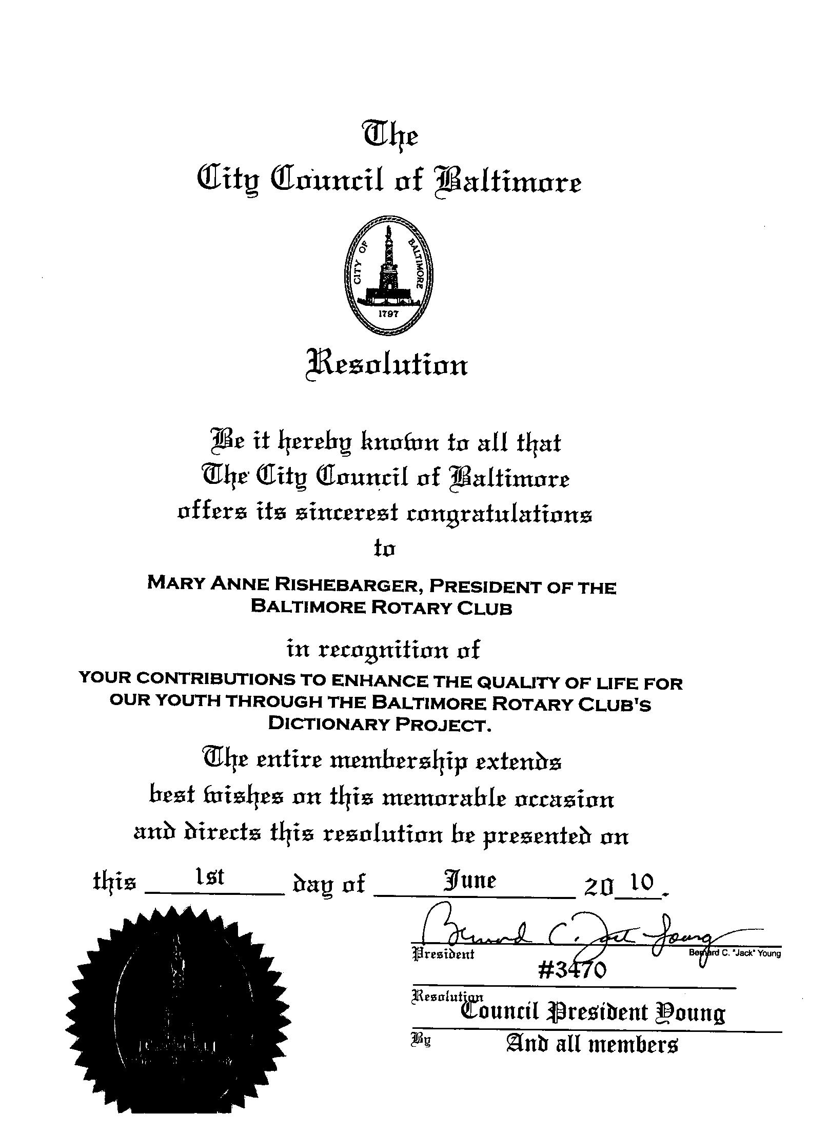 The Dictionary Project Baltimore Rotary Club shares thank-you letters ...